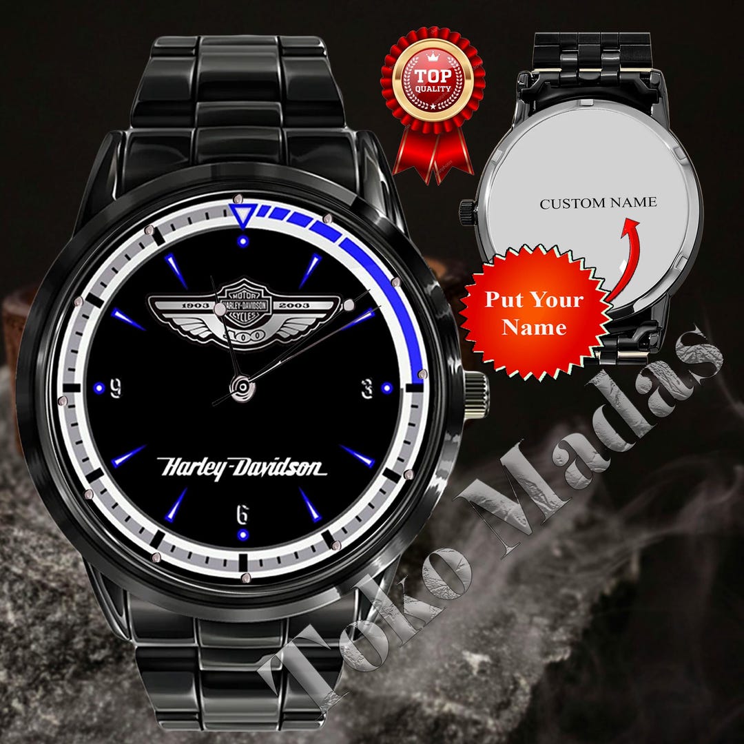 Harley Davidson 100th BLUE Logo Metal Wrist Watches Gift Free Box - Etsy