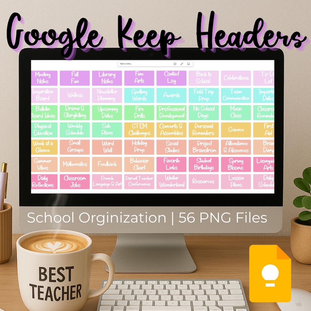 Google Keep Headers for Teachers | Digital Download | 56 PNG Files ...