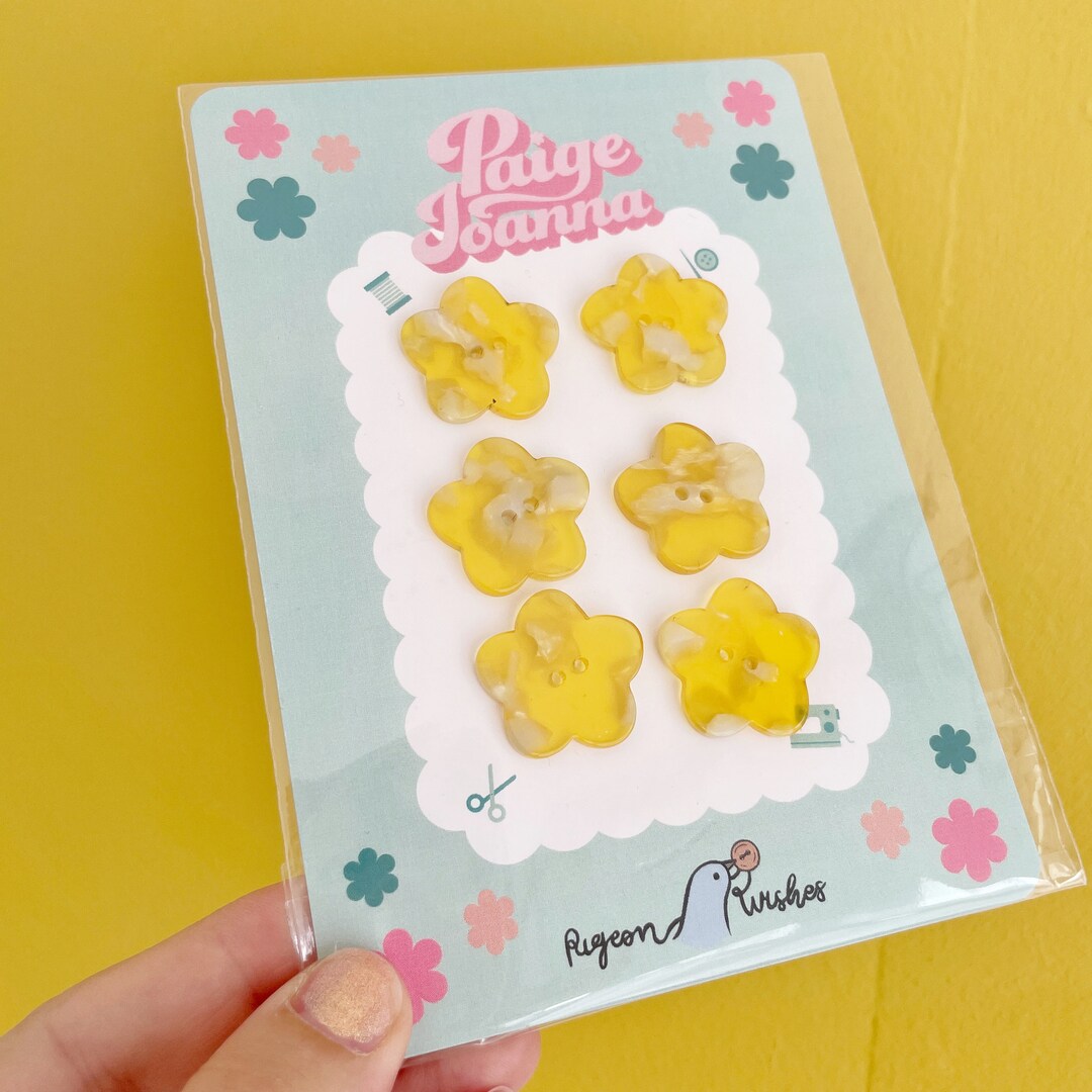 X6 Original Paige Joanna X Pigeon Wishes Yellow Flower Buttons - Etsy