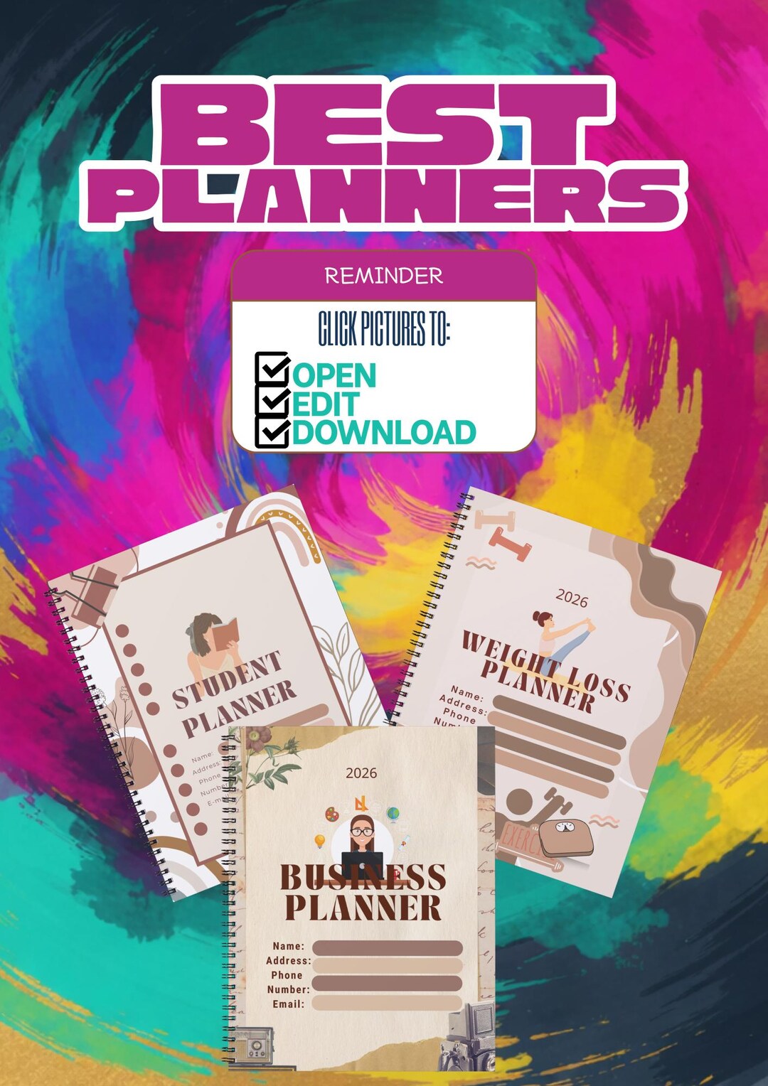 Editable Digital Planner Canva Template | Daily Weekly Monthly Planner ...