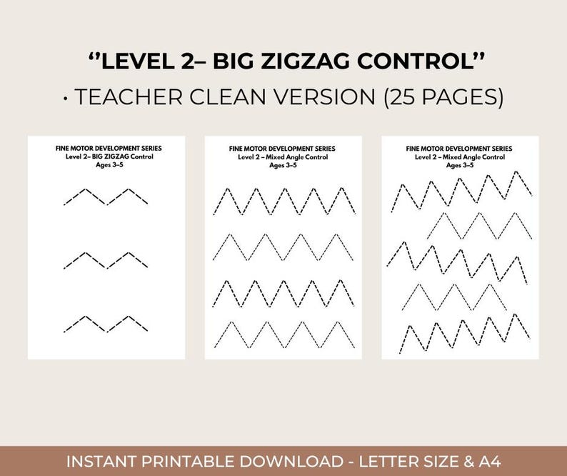 Scissor Skills Level 2 Printable | Big Zigzag & Angled Cutting Practice ...