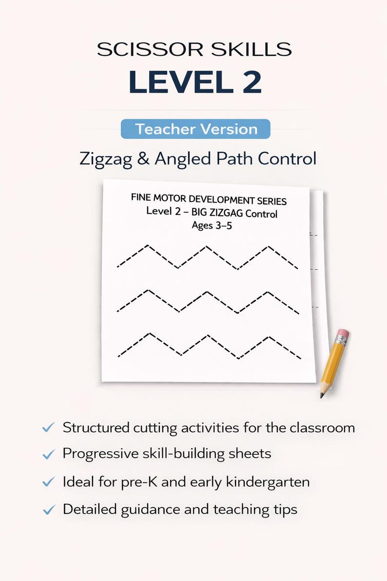 Scissor Skills Level 2 Printable | Big Zigzag & Angled Cutting Practice ...