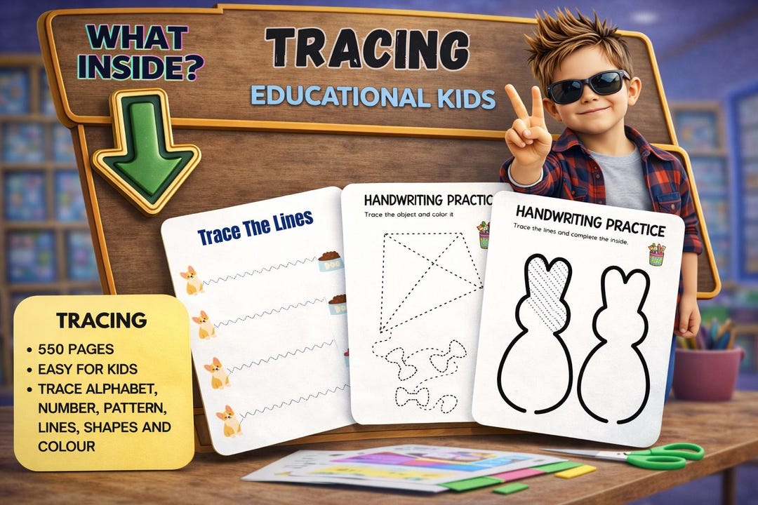 Trace Learning Worksheets for Kids | Alphabet, Numbers, Patterns, Lines ...