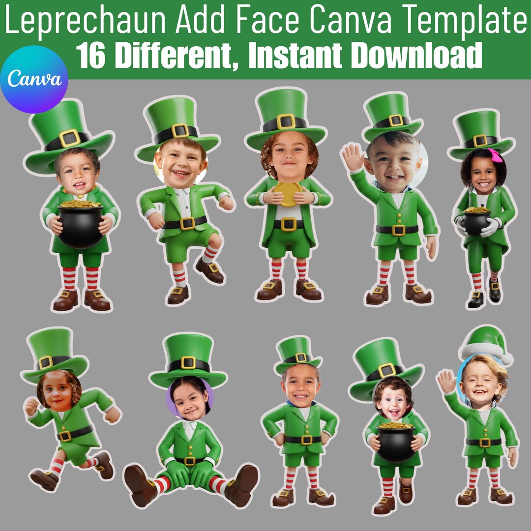 16 St Patrick’s Day Leprechaun Add Face Activity Bundle, Funny St Paddy ...
