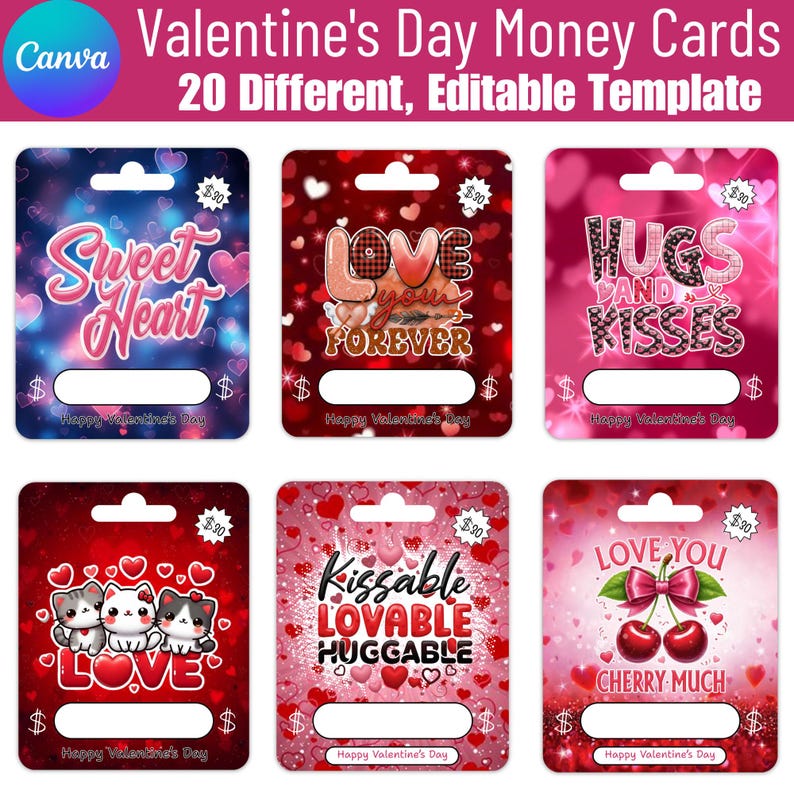 20 Valentine's Day Money Cards, Valentine Money Holder, Gift Card ...