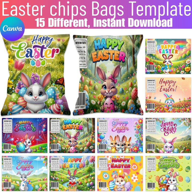Easter Chip Bags Template - Etsy