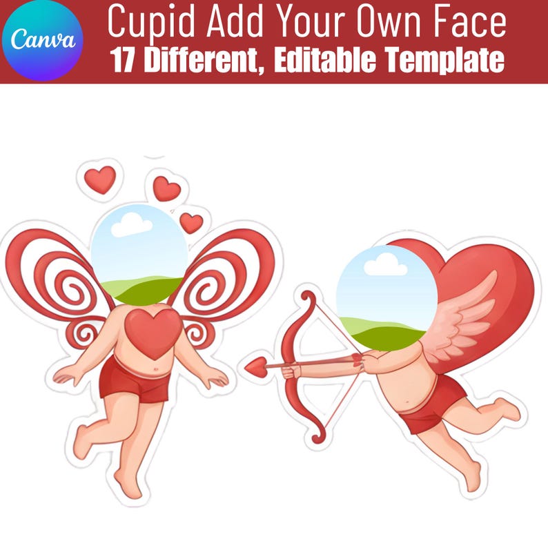 17 Cupid Yourself Valentine Bundle, Add Your Face Cupid Frames, Cute ...