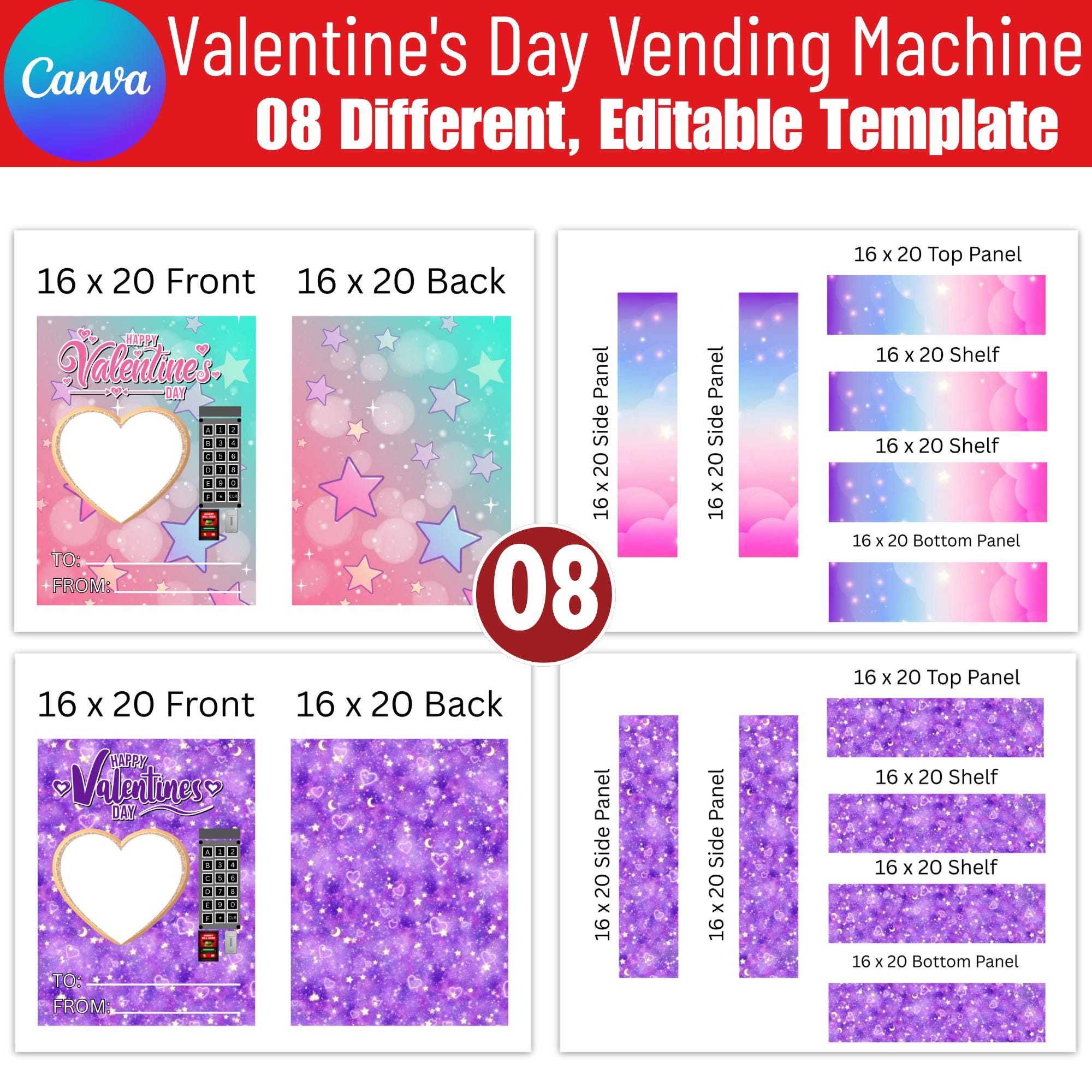 Valentine's Day Vending Machine Templates, 08 Editable 16X20 Canva ...