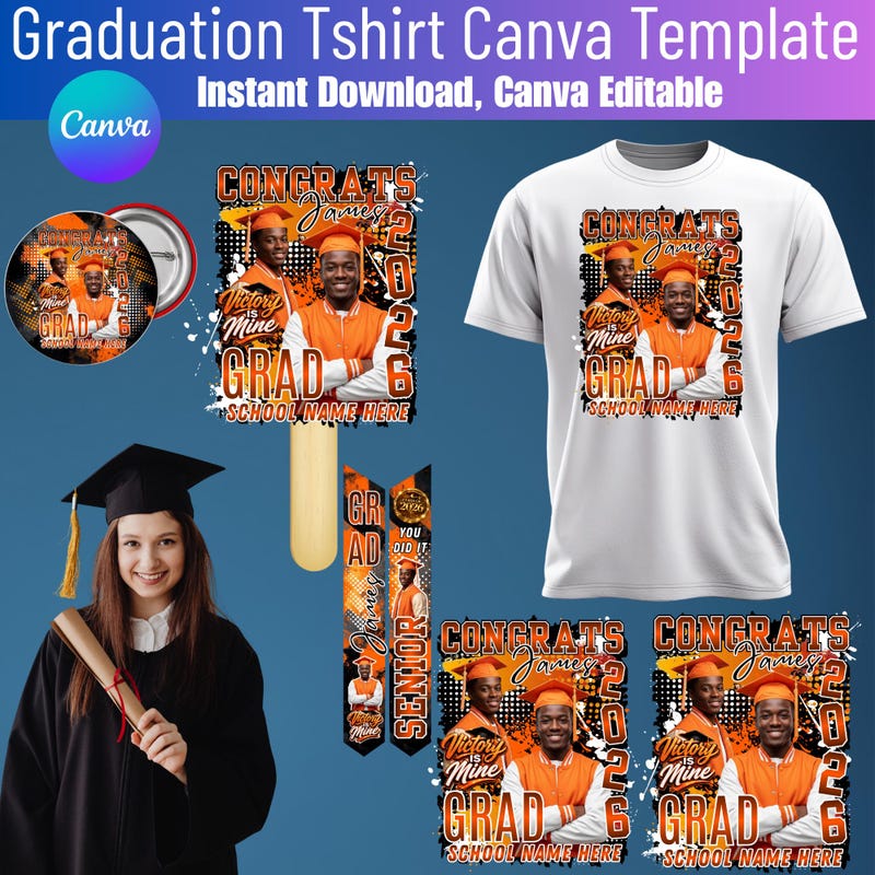 Grad Fan Template Orange - Etsy