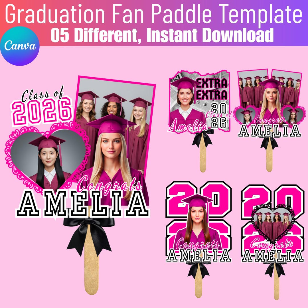 Graduation Fan Paddle Bundle, Graduation Picture Frame, Custom Grad Fan ...