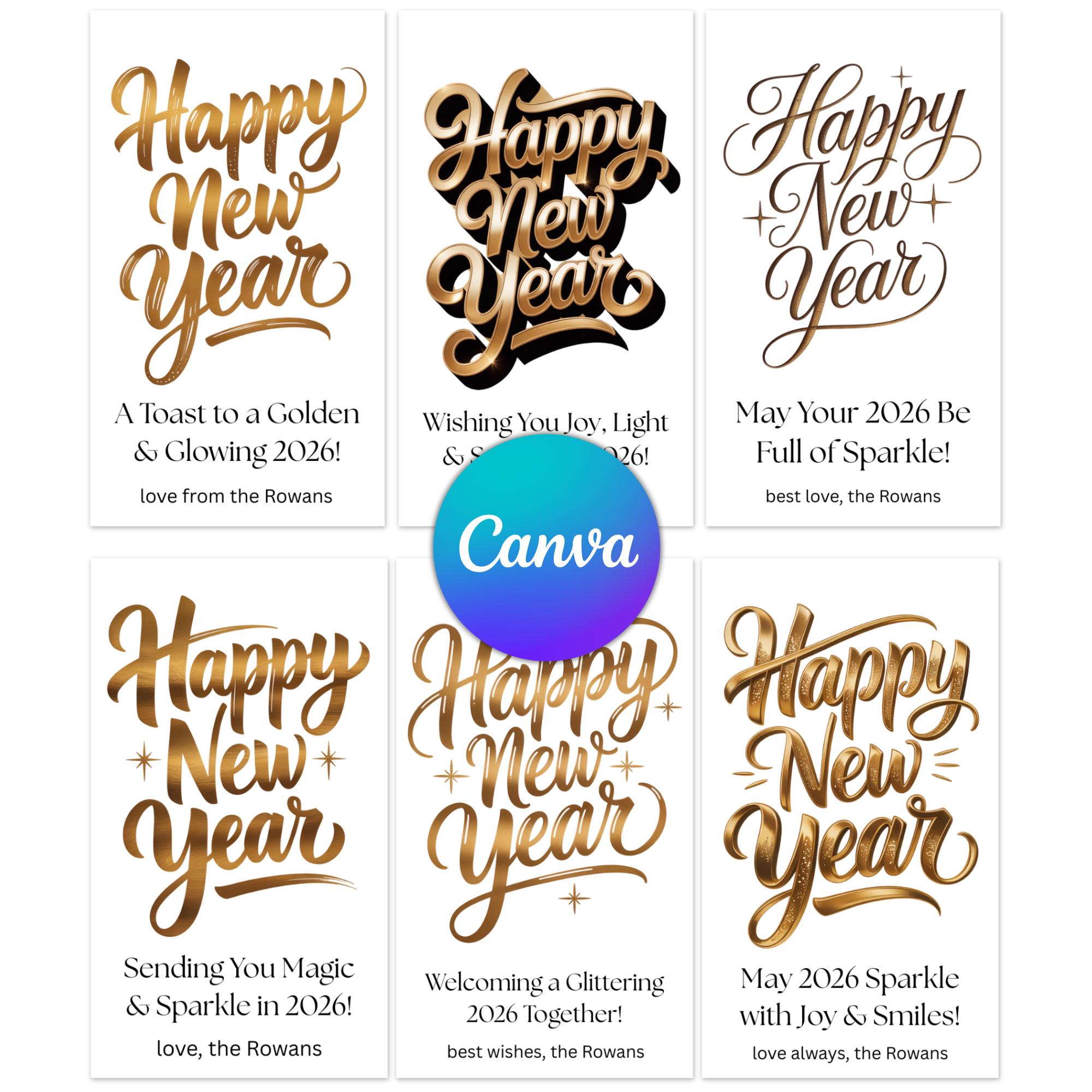 Happy New Year Gift Tag Canva Template, Printable New Year’s Eve Party ...