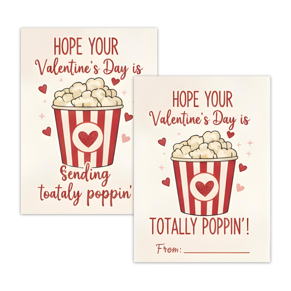 24 Popcorn Valentine’s Day Cards, Printable Valentine Cards, Poppin’ by ...