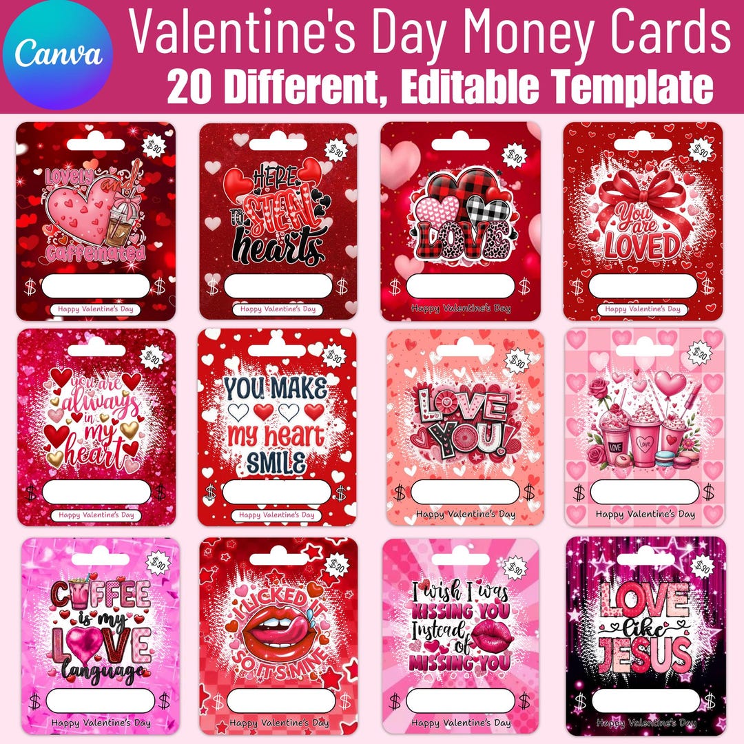 20 Valentine's Day Money Cards, Valentine Money Holder, Gift Card ...