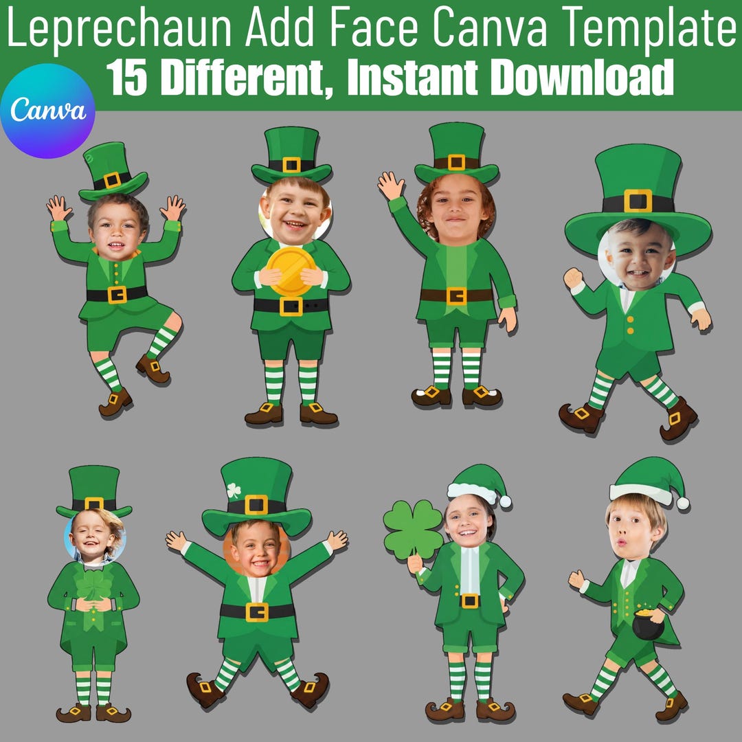 St Patrick’s Day Leprechaun Add Face Activity Bundle, Funny St Paddy ...