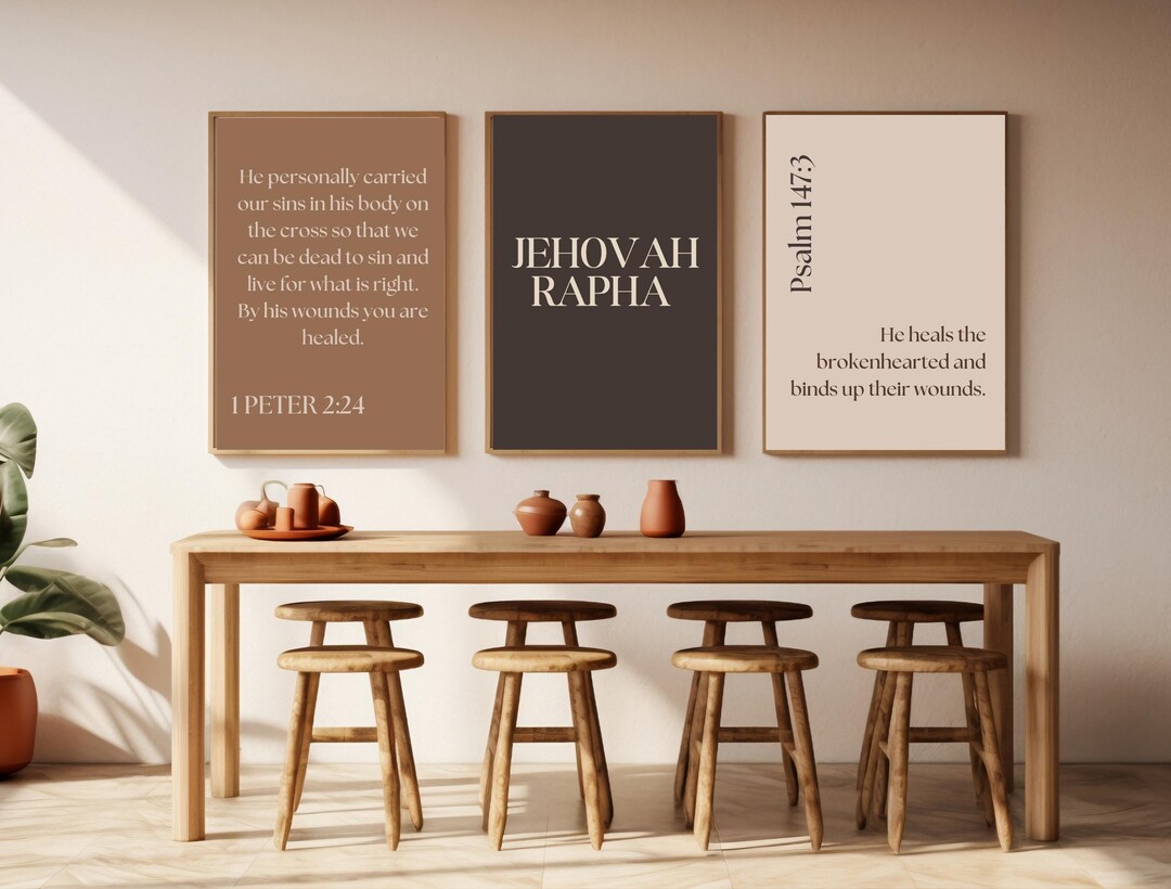 Hebrew Names of God Scripture Prints, Neutral Christian Wall Art ...