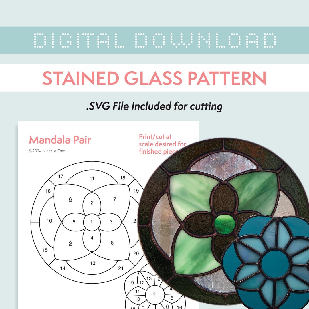 Stained Glass Pattern - Mandala Pair - Etsy