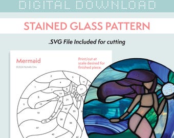 Stained Glass Patterns - Custom Mermaid and Dolphin Pattern in PNG ...