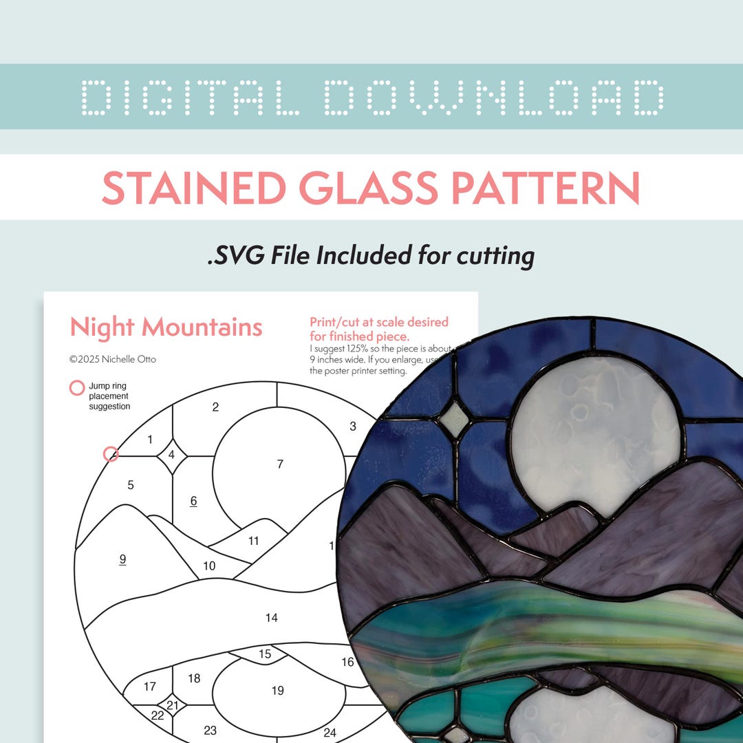 Stained Glass Pattern - Night Mountains - Etsy
