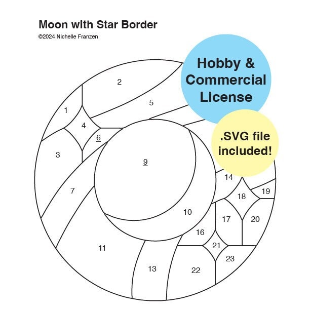 Stained Glass Pattern Moon With Star Border - Etsy