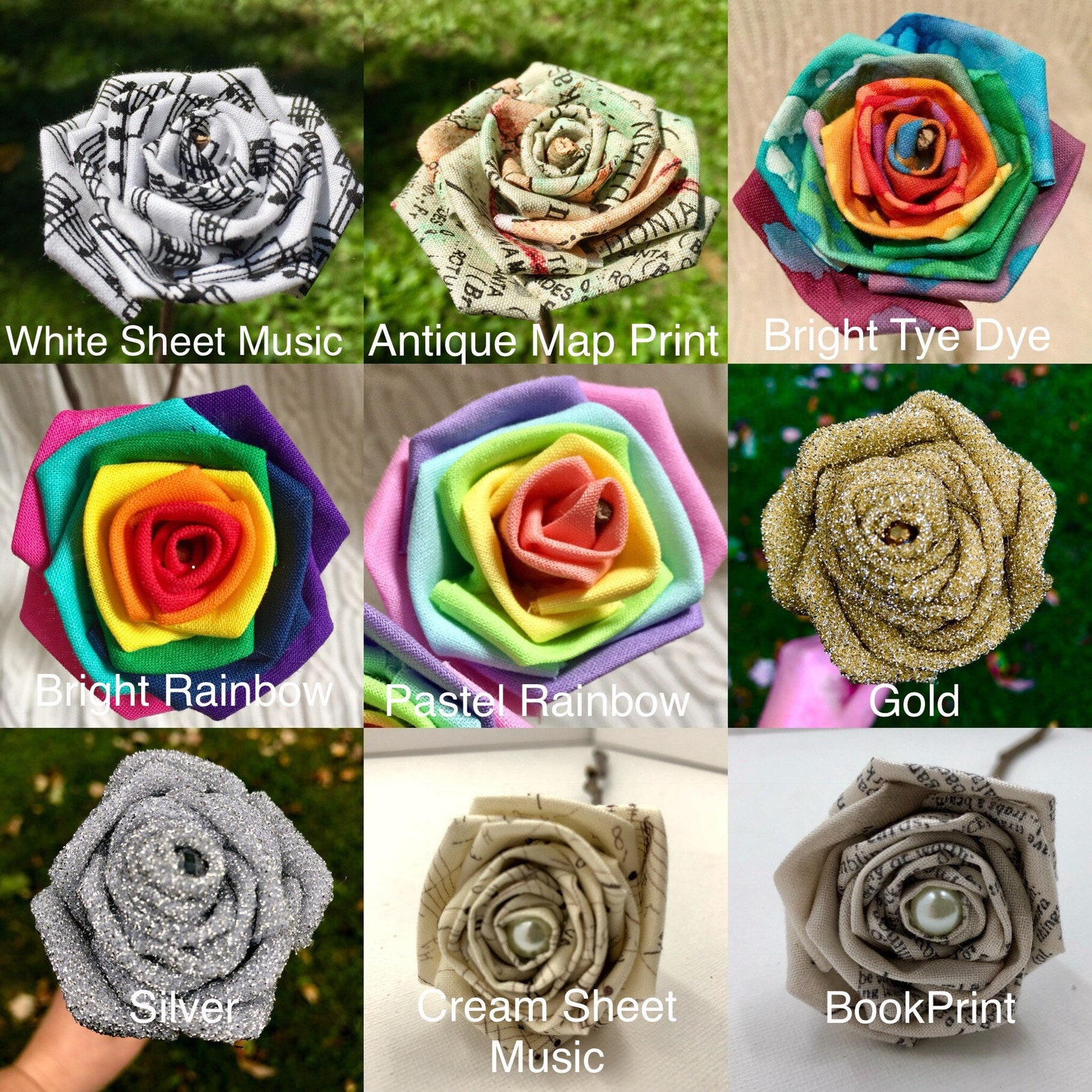 Single Fabric Rose With Stick Stem Build Your Own Bouquet | Etsy