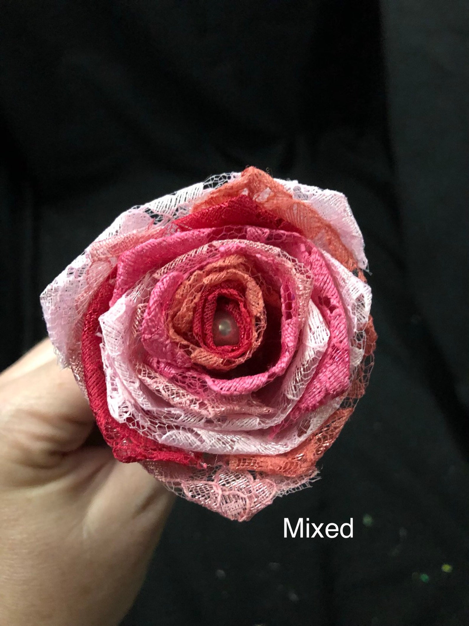 Pink Lace Roses with Stems Pink Lace Flower Bouquet Pink | Etsy