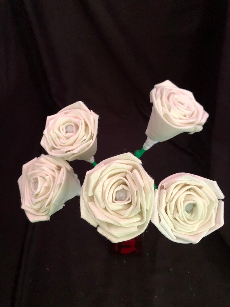 White Cotton Roses With Stems Cotton Anniversary White | Etsy