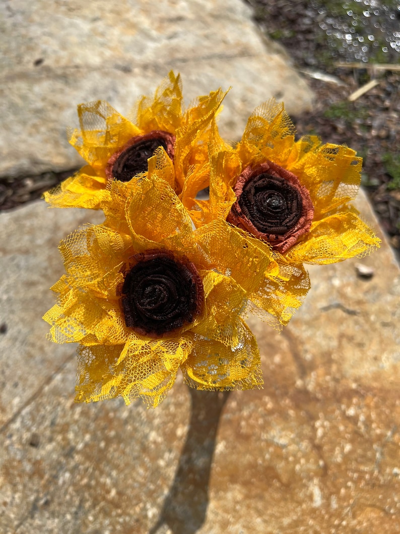 Lace Sunflowers With Stems, Lace Flower Bouquet, Lace Flowers, Lace ...