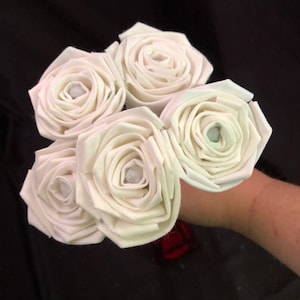 White Cotton Roses With Stems, Cotton Anniversary, White Wedding ...