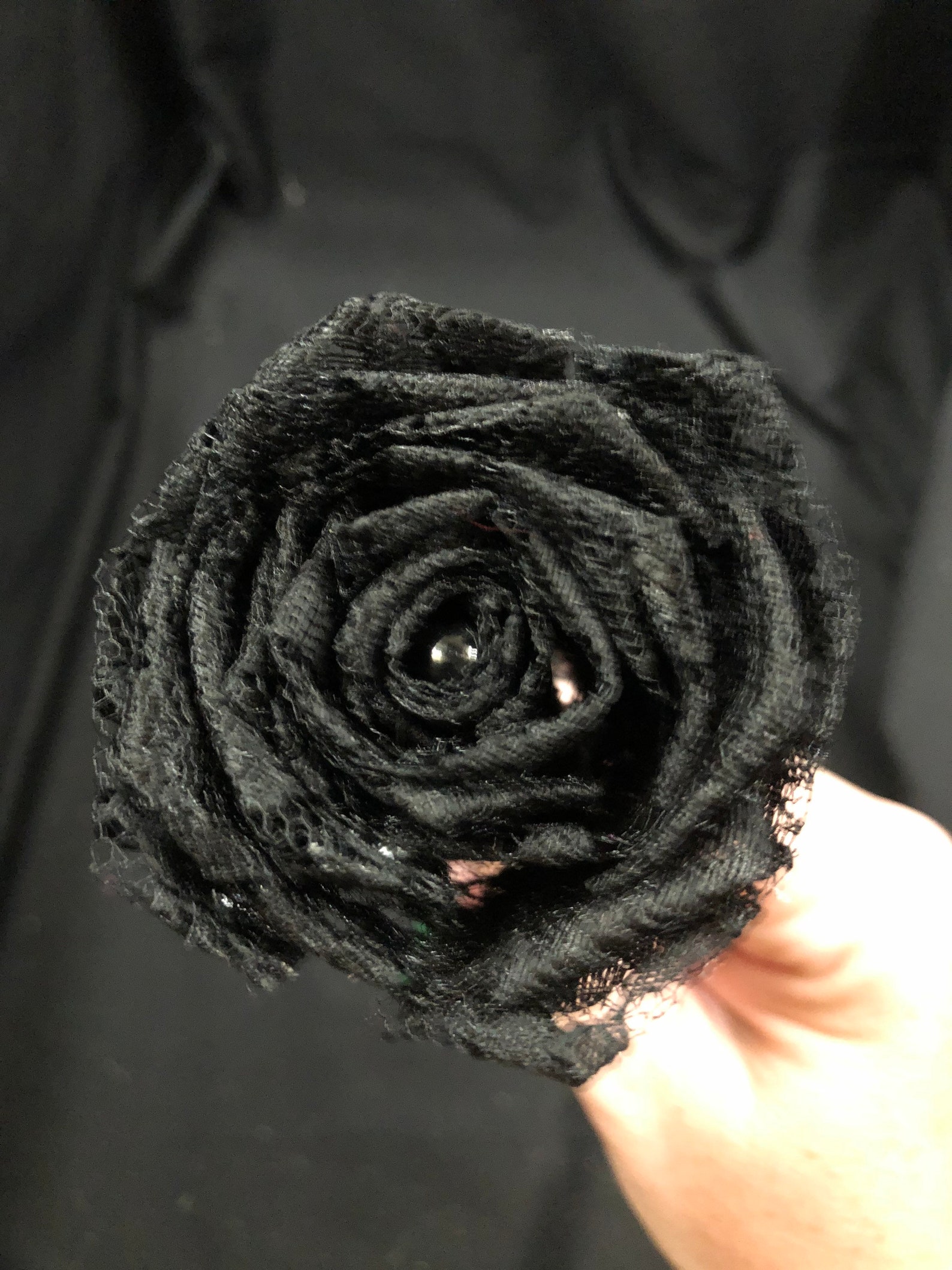 Black Lace Roses With Stems Lace Flower Bouquet Lace | Etsy