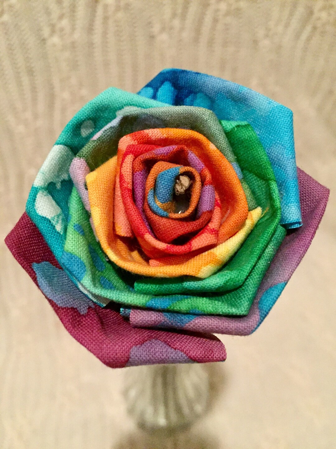 Tye Dye Rainbow Fabric Roses With Stems, Wedding Bouquet, Birthday Gift ...