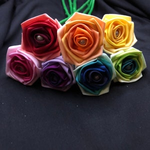 Ombre Rainbow Cotton Roses With Stems, Rainbow Rose Wedding Bouquet ...