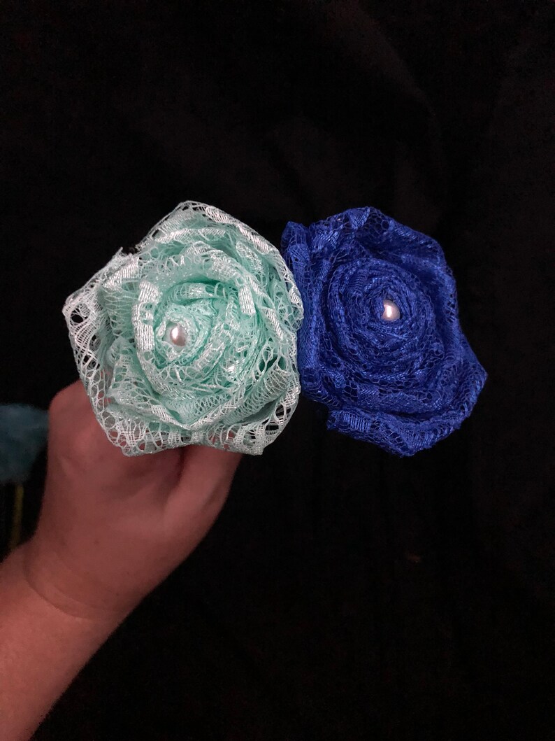 Blue Lace Roses With Stems Lace Flower Bouquet Lace Flowers - Etsy