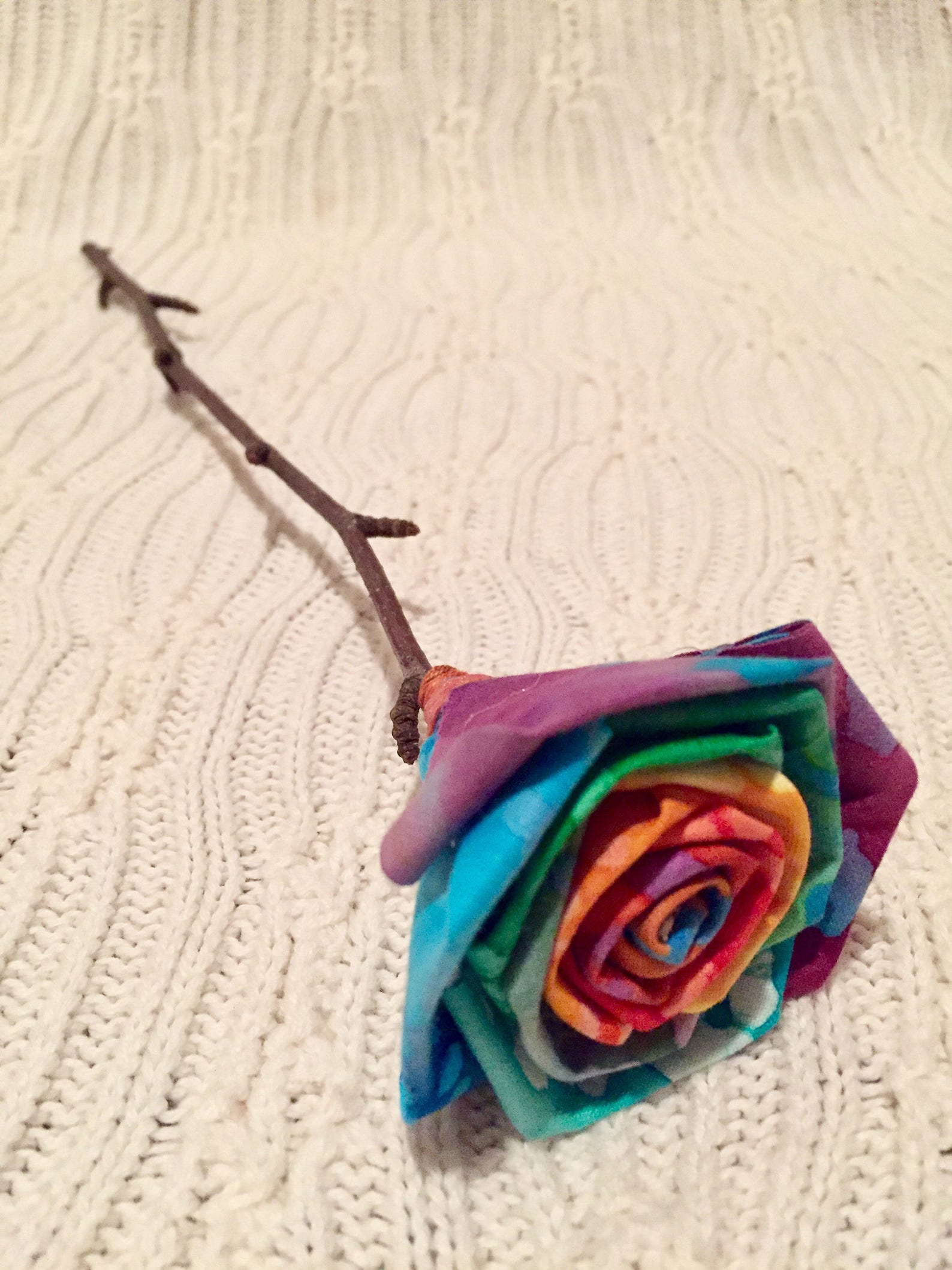 Tye Dye Rainbow Fabric Roses With Stems Wedding Bouquet - Etsy