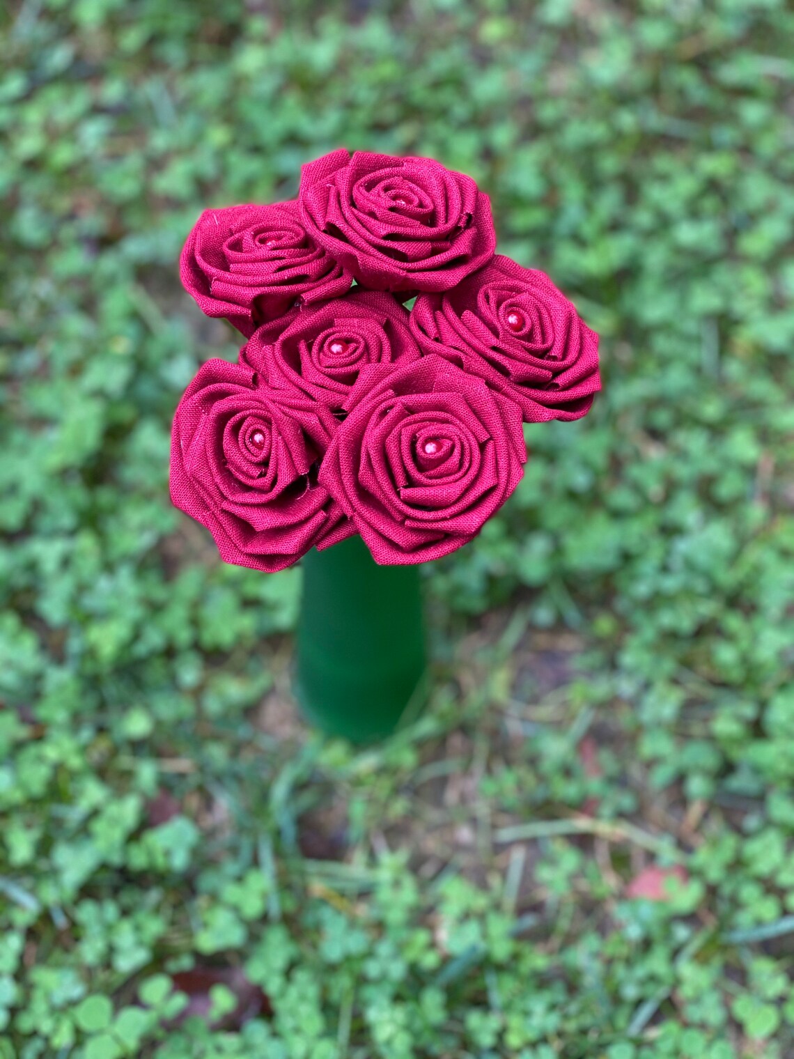 Red Linen Roses With Stems Linen Flower Bouquet Linen - Etsy