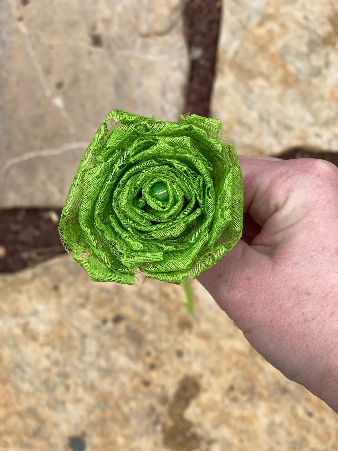 Lime Green Lace Roses With Stems, Lace Flower Bouquet, Lace Flower ...