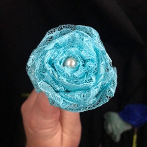 Blue Lace Roses With Stems, Lace Flower Bouquet, Lace Flowers, Lace ...