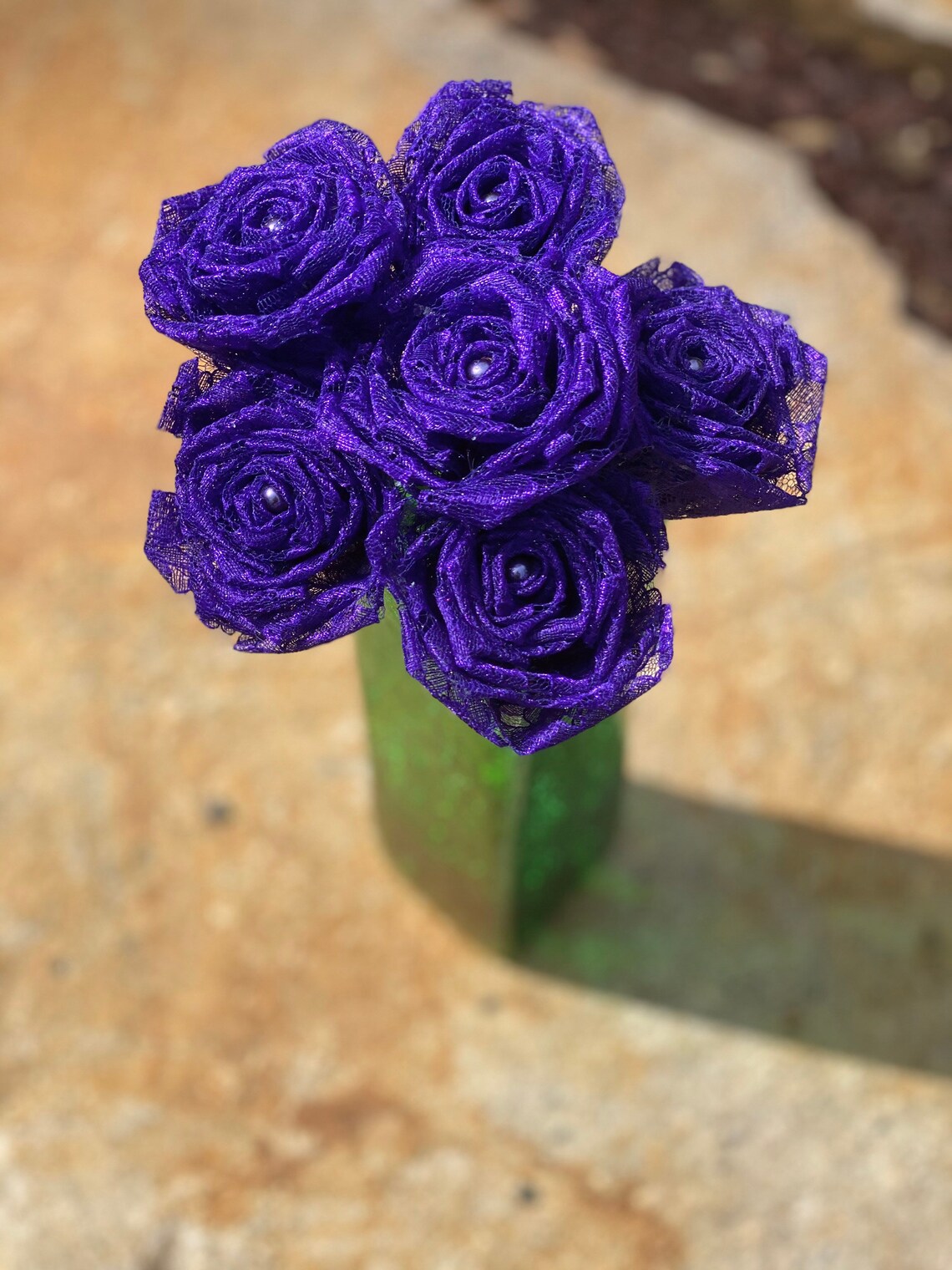 Royal Purple Lace Roses With Stem Lace Flower Bouquet Lace - Etsy