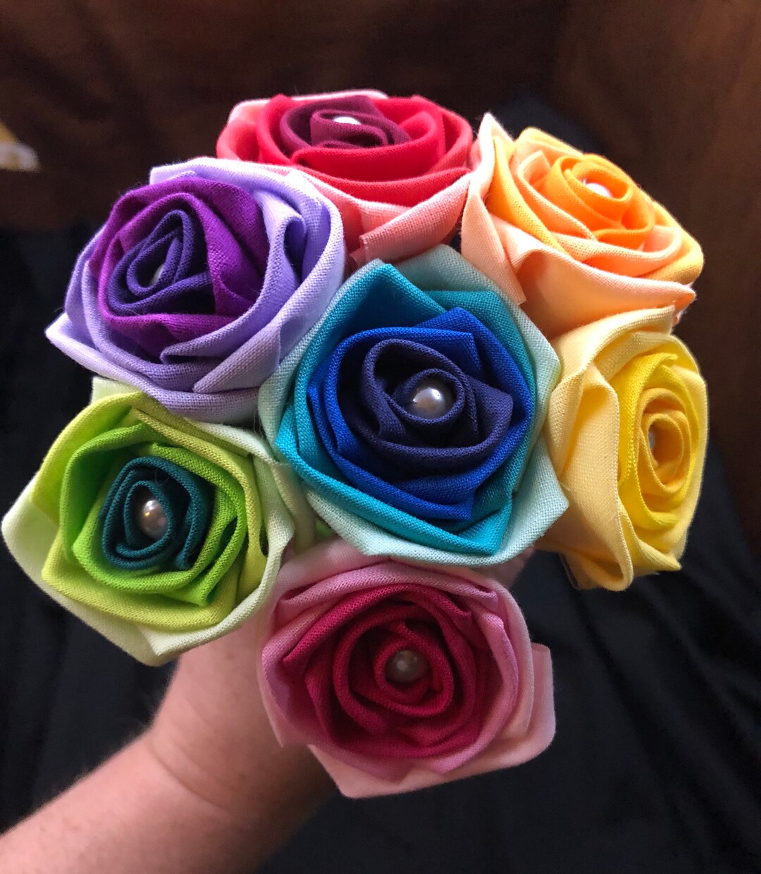 Ombre Rainbow Cotton Roses With Stems, Rainbow Rose Wedding Bouquet ...