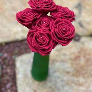 Red Linen Roses With Stems, Linen Flower Bouquet, Linen Flowers, Linen ...