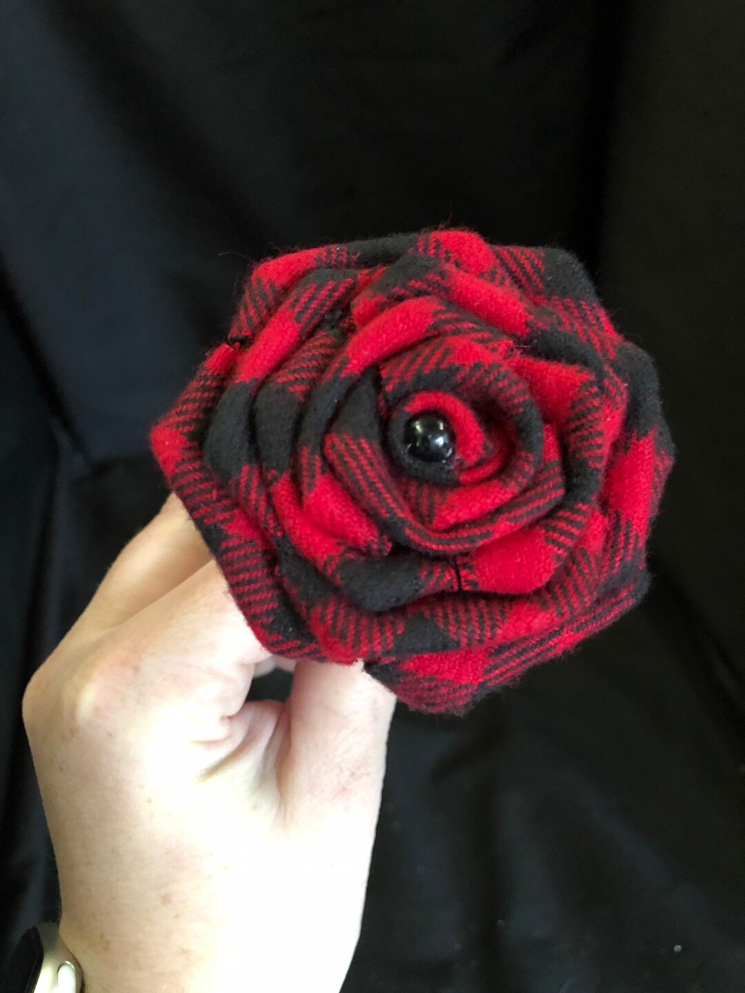 Red Buffalo Plaid Roses With Stems, Red Flower Bouquet, Buffalo Plaid ...
