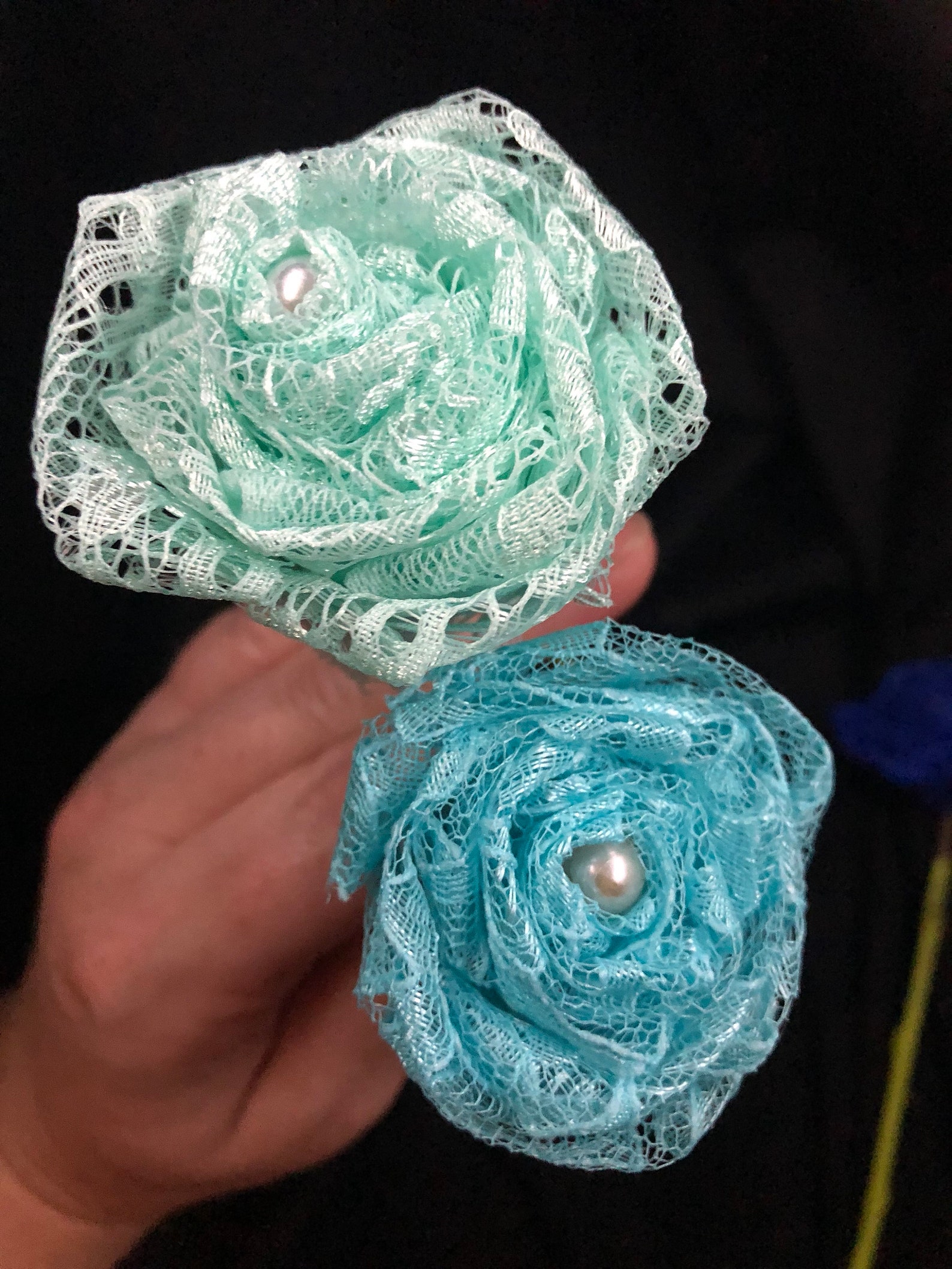 Blue Lace Roses With Stems Lace Flower Bouquet Lace Flowers - Etsy