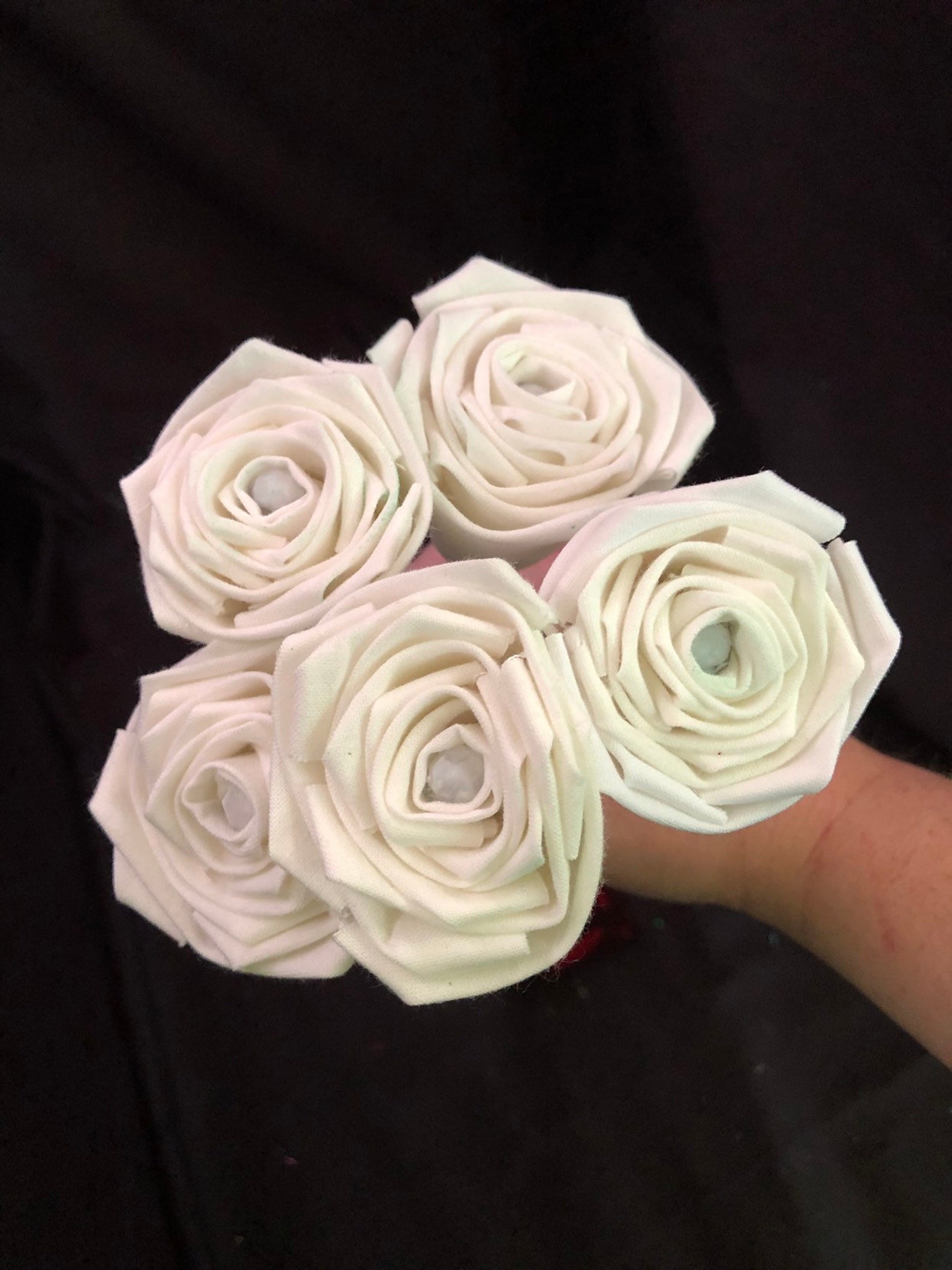 White Cotton Roses With Stems Cotton Anniversary White | Etsy