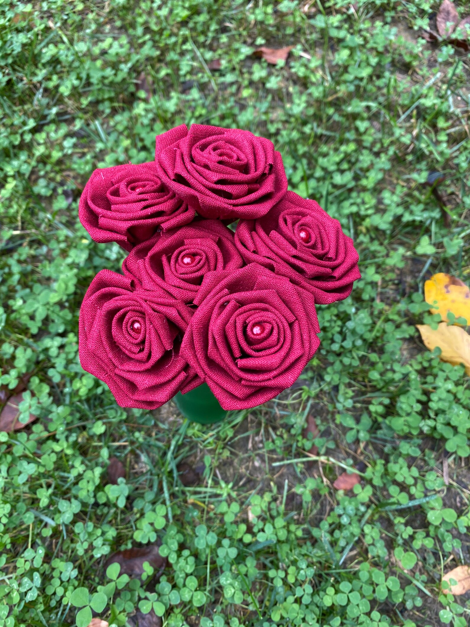 Red Linen Roses With Stems Linen Flower Bouquet Linen | Etsy