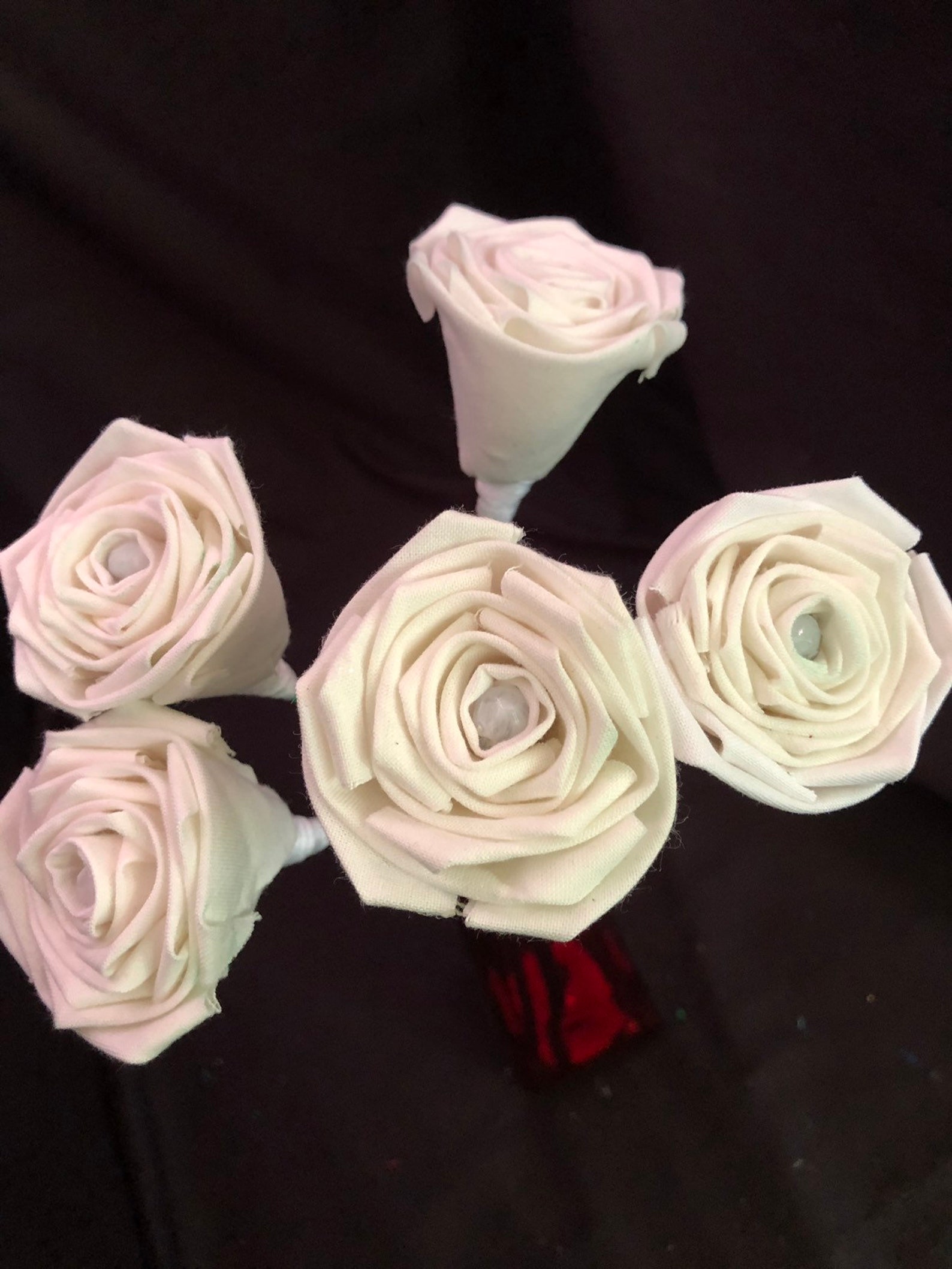 White Cotton Roses With Stems Cotton Anniversary White - Etsy