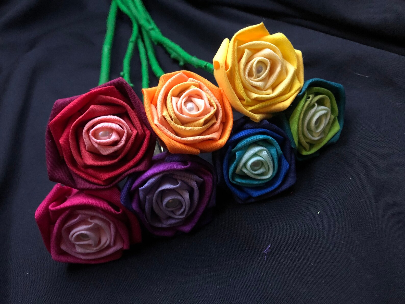 Ombre Rainbow Cotton Roses With Stems Rainbow Rose Wedding - Etsy