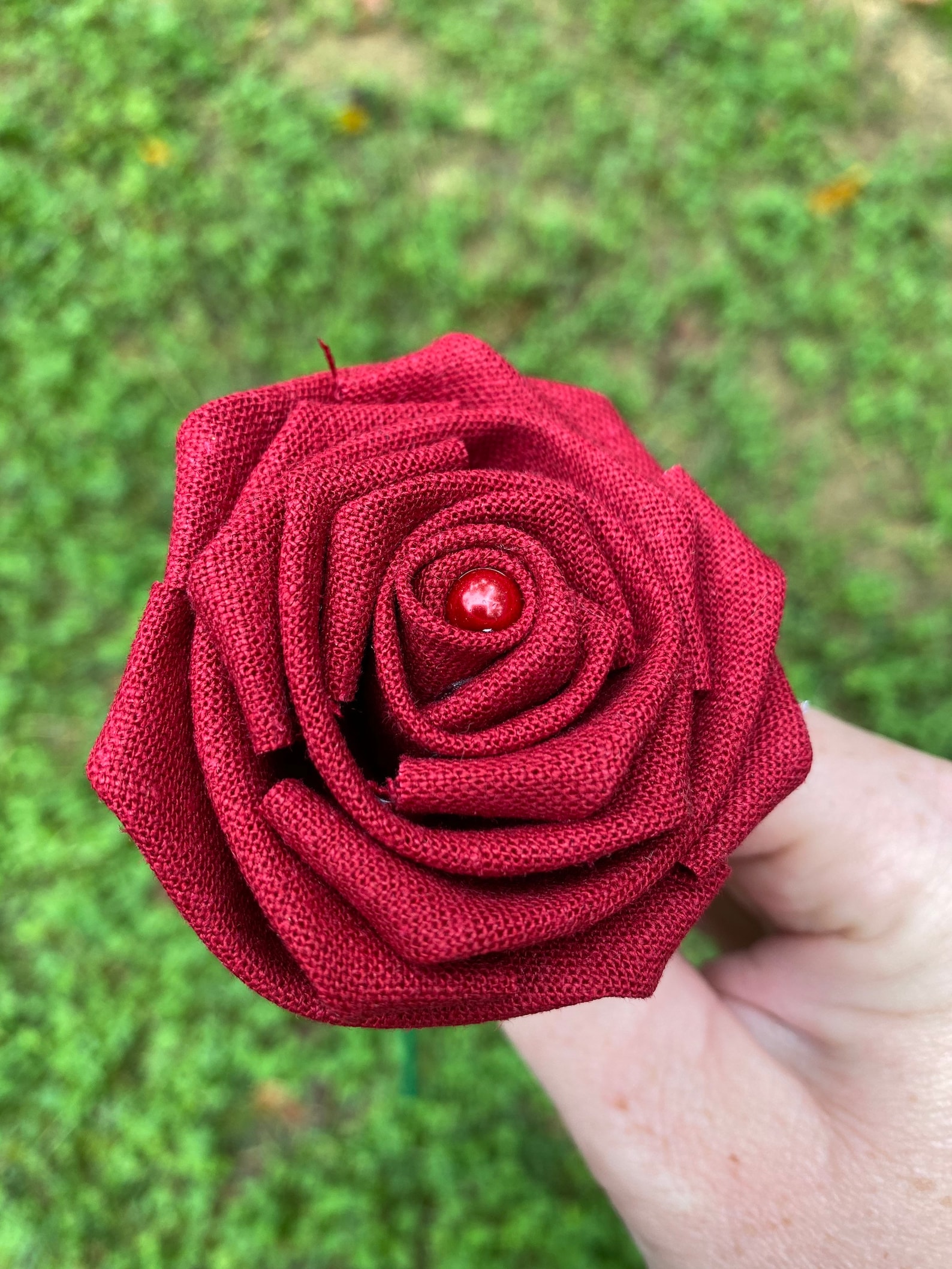 Red Linen Roses With Stems Linen Flower Bouquet Linen | Etsy