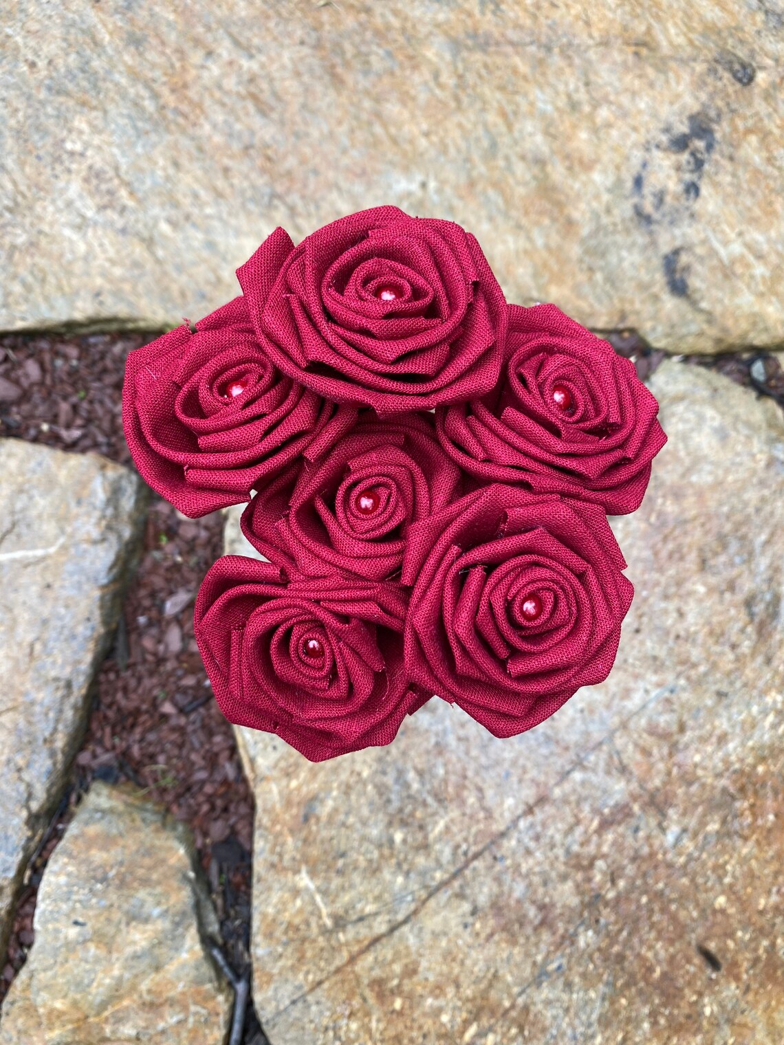 Red Linen Roses With Stems Linen Flower Bouquet Linen - Etsy