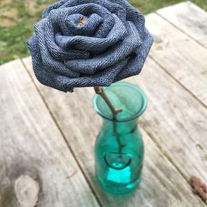 Upcycled Denim Roses With Stems, Blue Jeans Roses, Birthday Gift, Eco ...