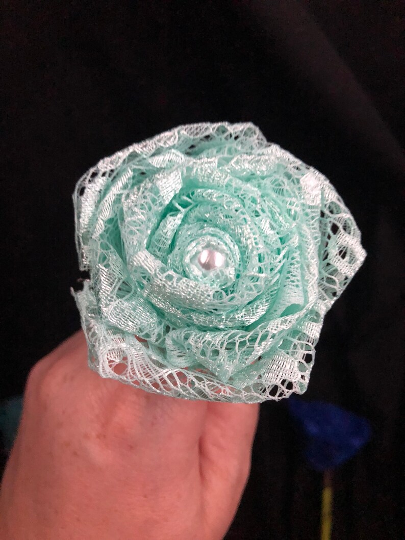 Blue Lace Roses With Stems Lace Flower Bouquet Lace Flowers - Etsy