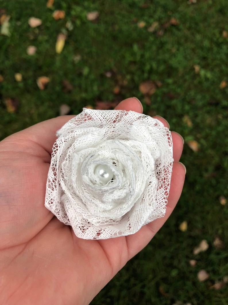 White Lace Roses with Stems Lace Flower Bouquet Lace | Etsy